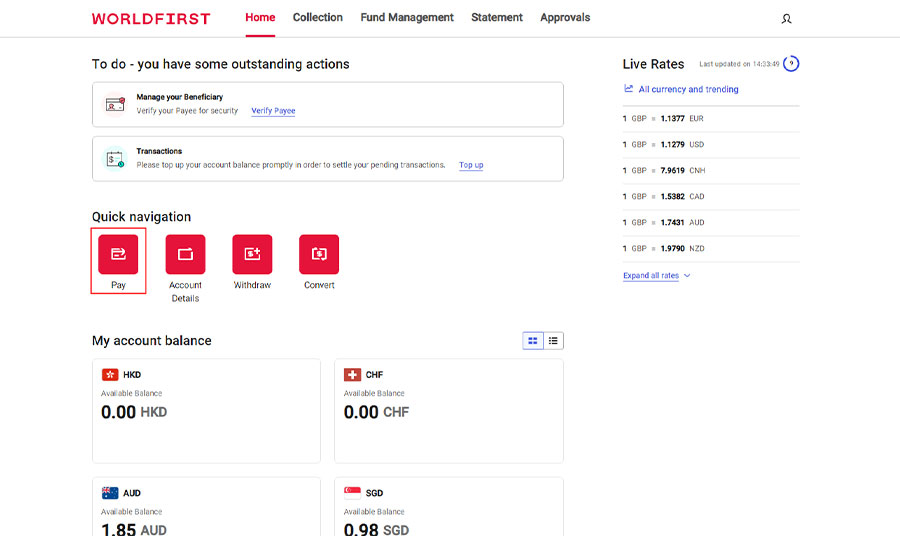 How to make a payment from a balance | WorldFirst AU