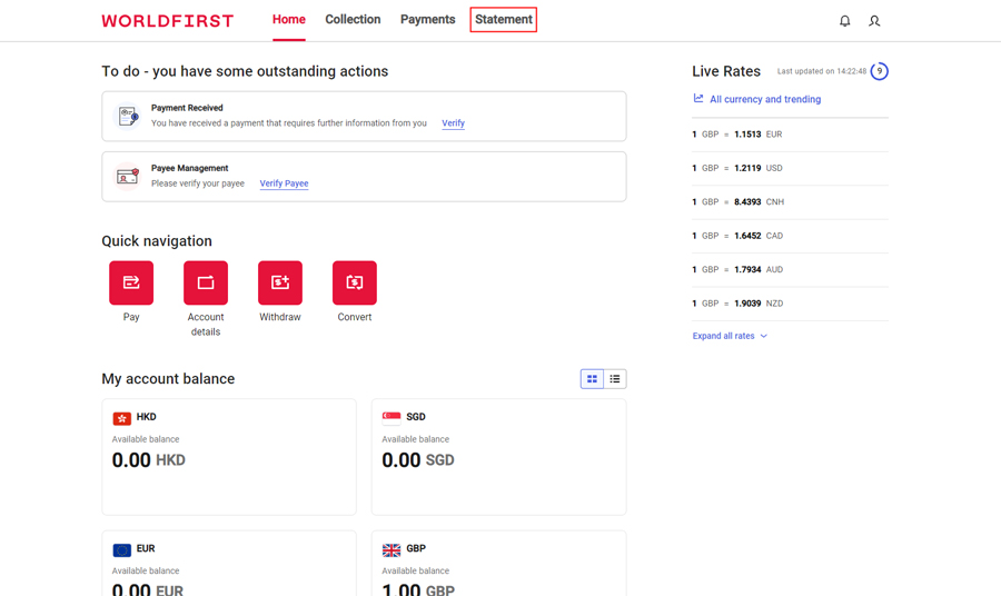 How to view your statement history | WorldFirst SG